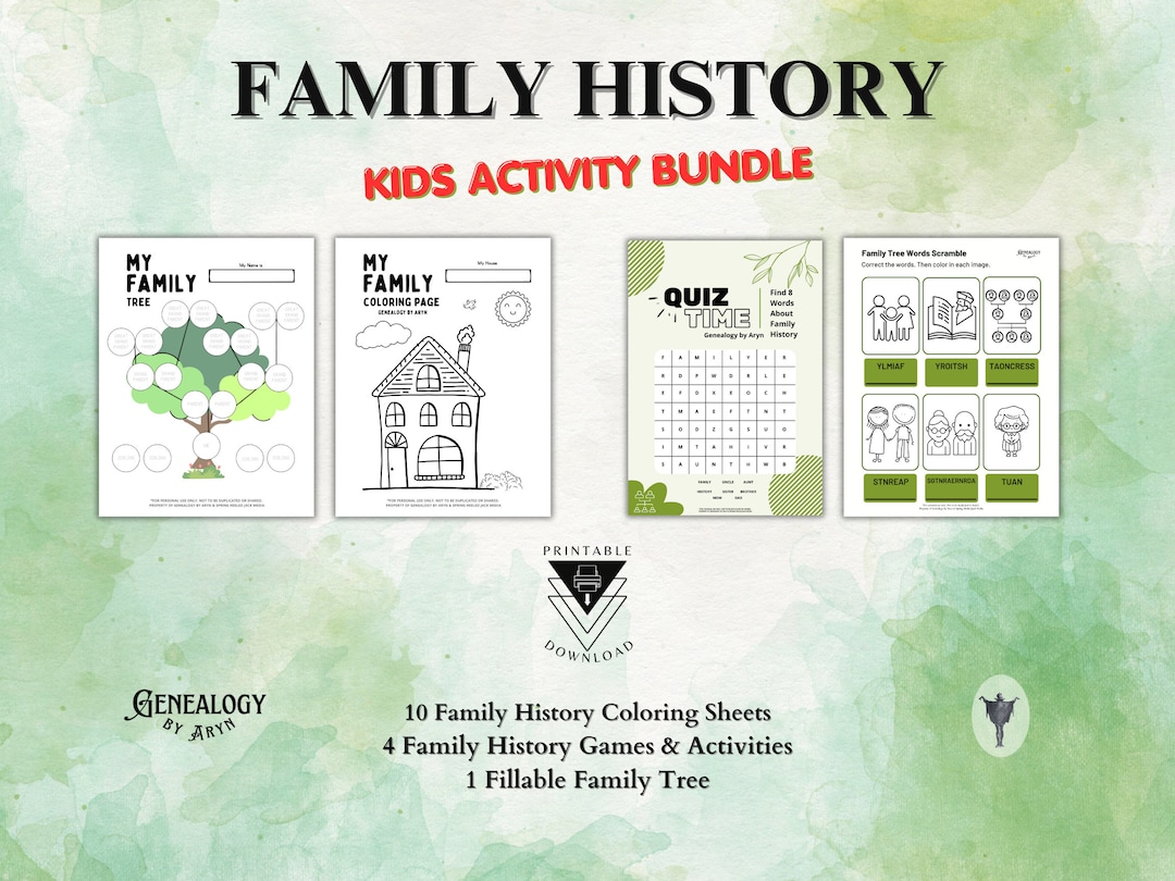 Family History Kids Activity Bundle - Etsy