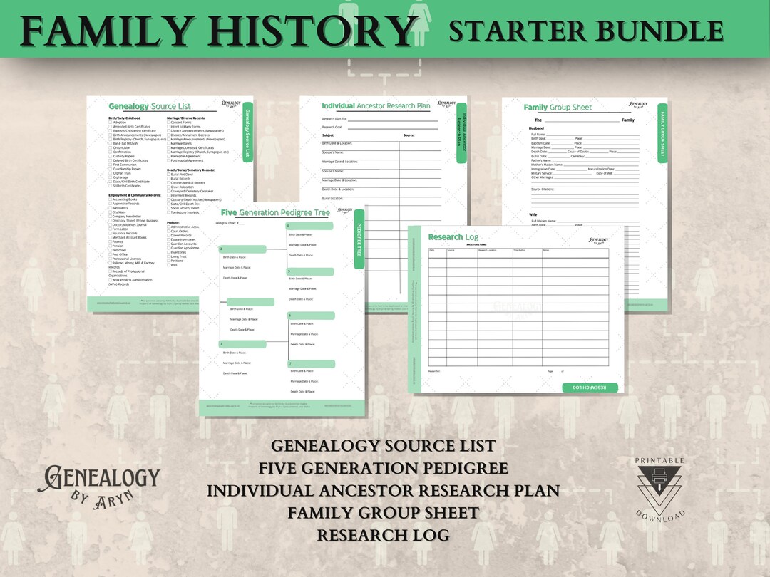 Family History Starter Bundle: Genealogy PDF Worksheets to Organize and Trace Your Family ...
