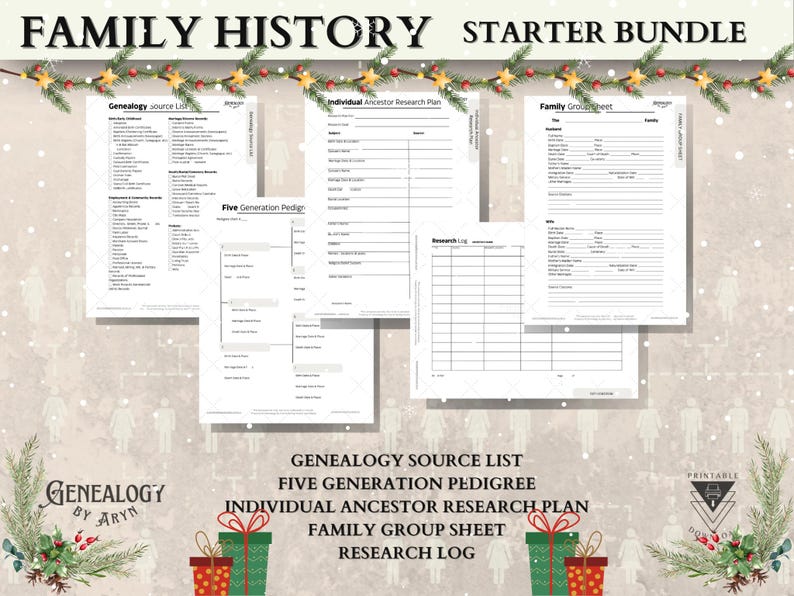 Family History Starter Bundle: Genealogy PDF Worksheets to Organize and ...