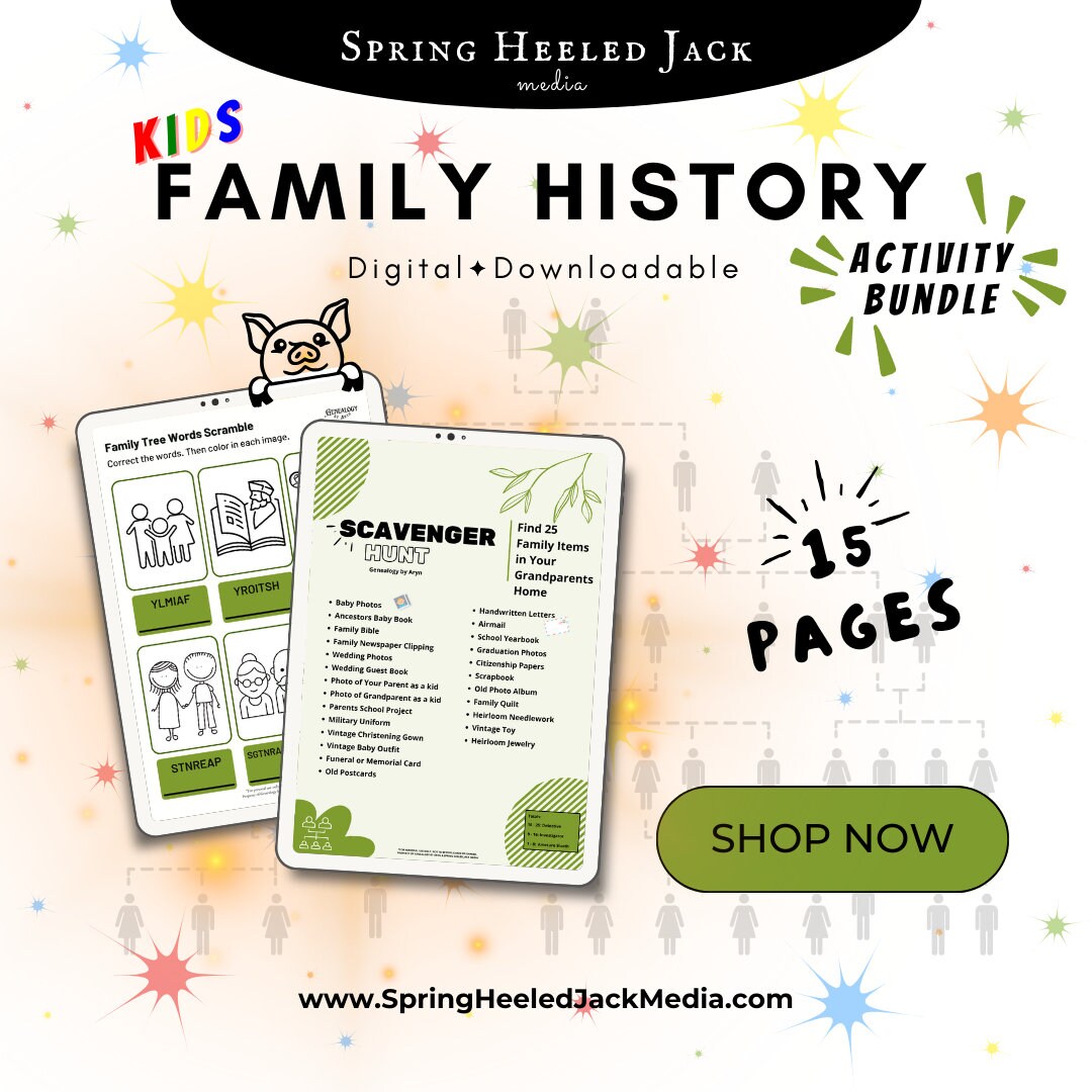 Family History Kids Activity Bundle - Etsy