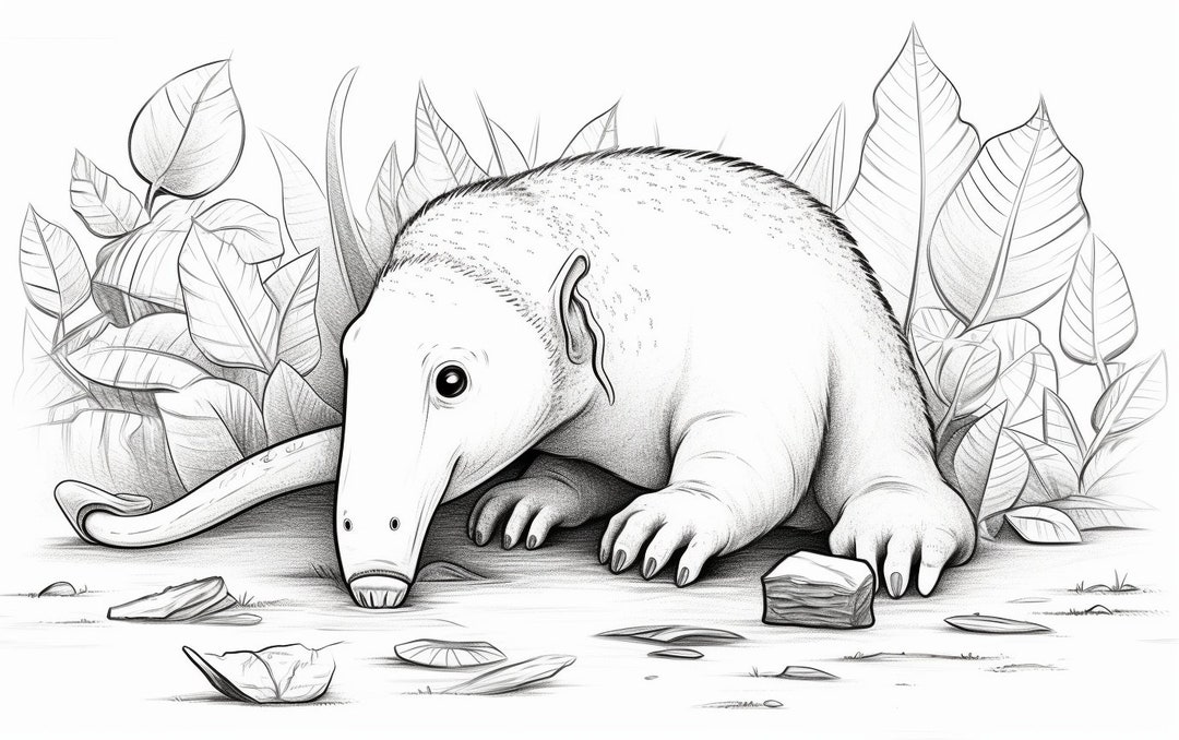 Kids Colouring Book Drawing Image Baby Anteater Png Digital Download - Etsy