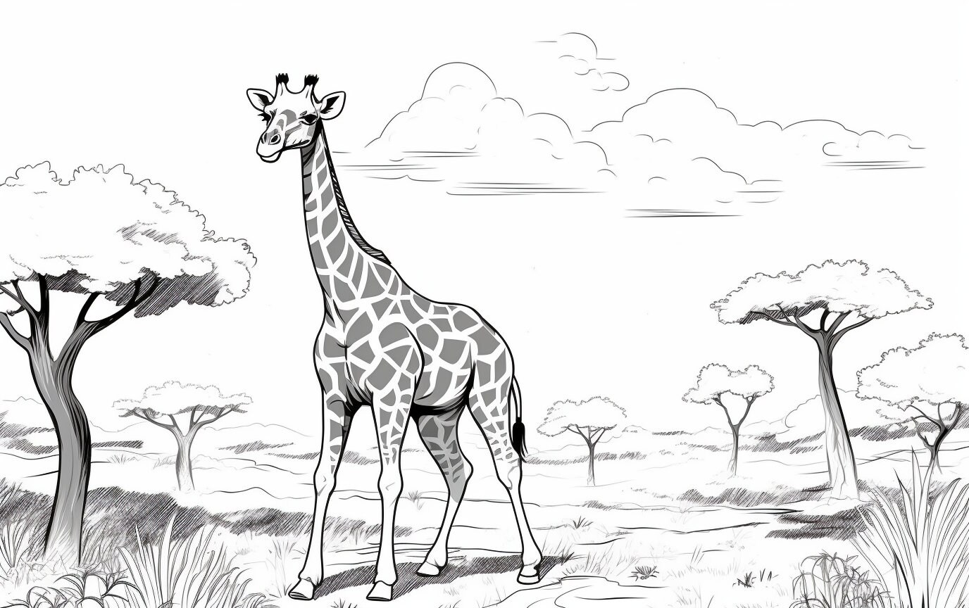Kids Coloring Book Drawing Image Baby Giraffe Digital Png Download - Etsy