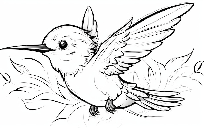 Baby Hummingbird Kids Coloring Book Image - Etsy