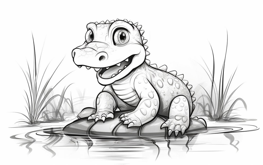 Kids Coloring Book Drawing Image Baby Croc Png File Download - Etsy