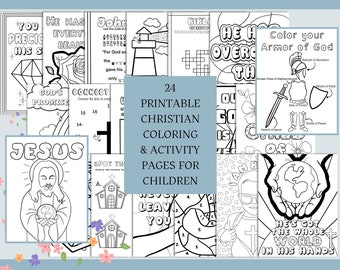 32 Bible Verse & Cute Animals Coloring Pages for Kids | Cute Animal ...
