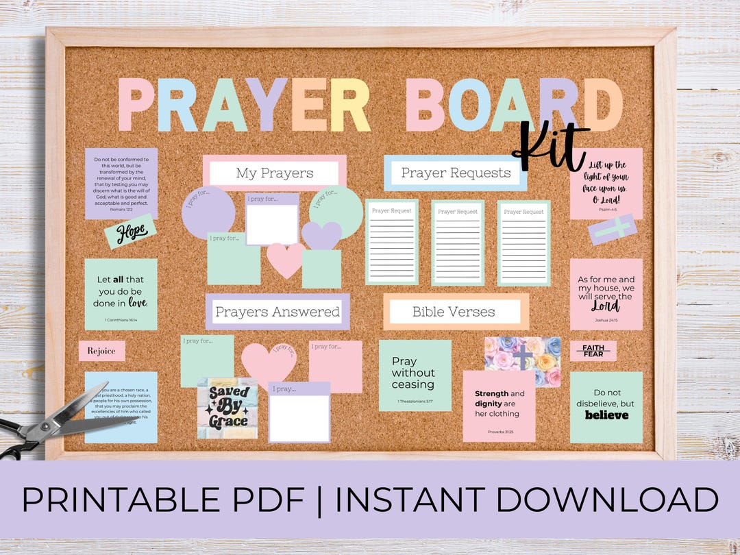 Pastel Prayer Board Kit | Christian Prayer Wall Collage | Printable ...