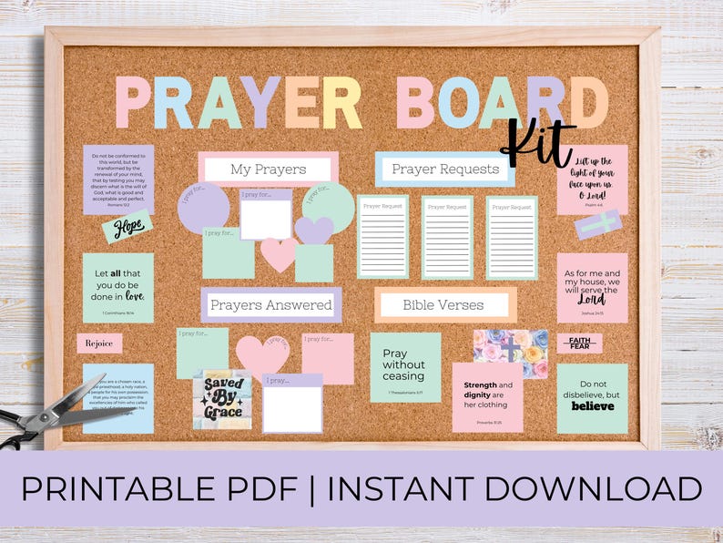 Pastel Prayer Board Kit | Christian Prayer Wall Collage | Printable ...