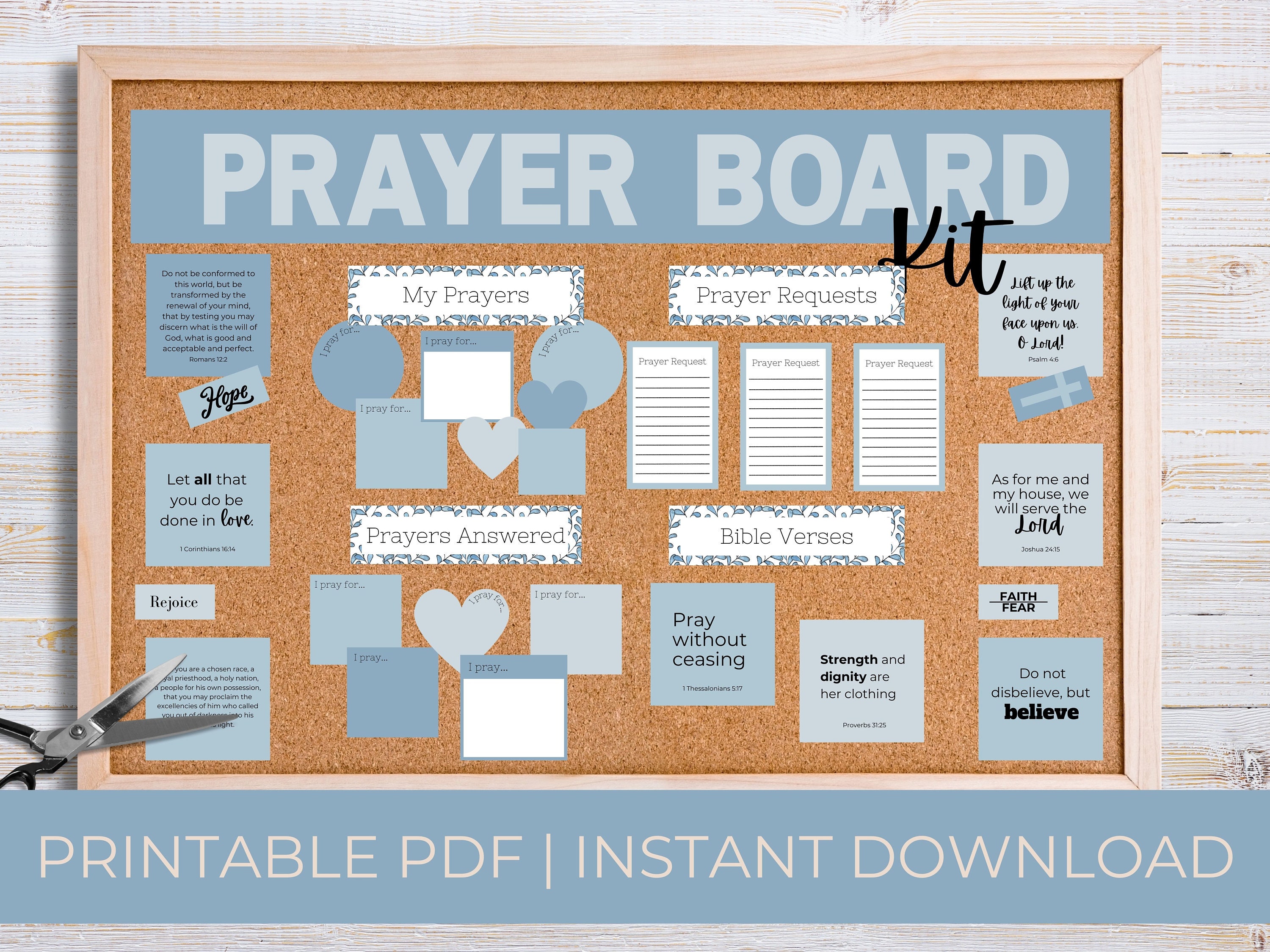 Blue Floral Prayer Board Kit | Christian Prayer Wall Collage ...