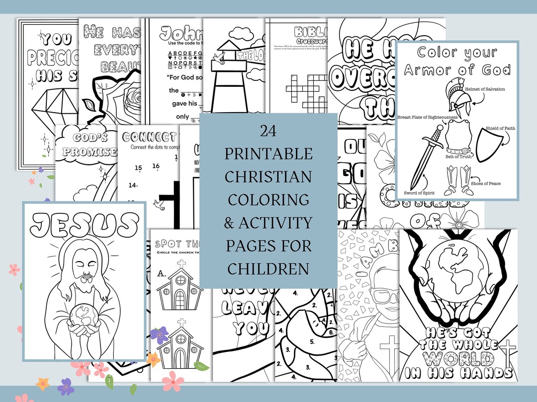 24 Bible Verse Coloring & Activity Pages for Kids | PRINTABLE DIGITAL ...