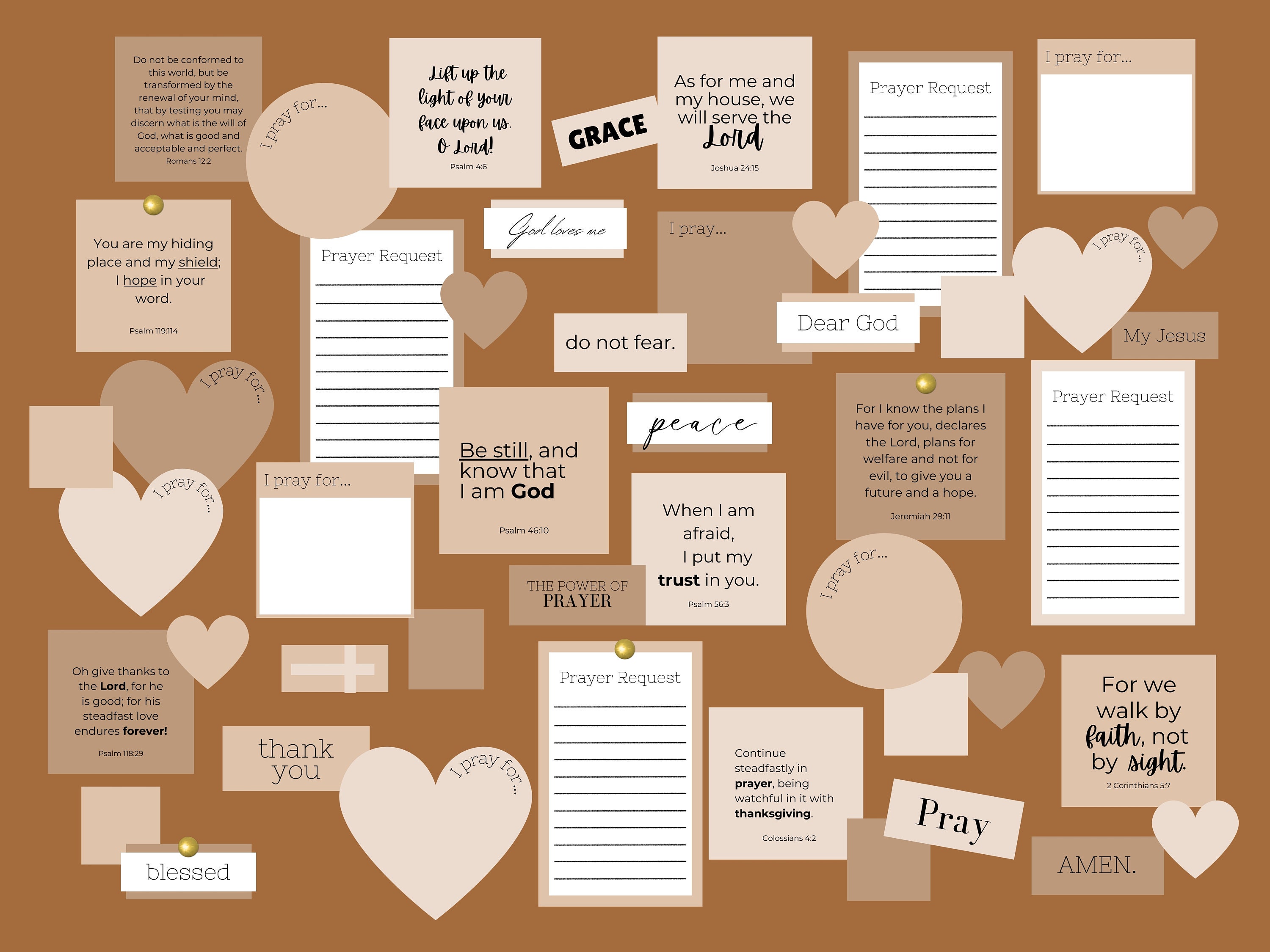 Neutral Prayer Board Kit | Christian Prayer Wall Collage | Printable ...