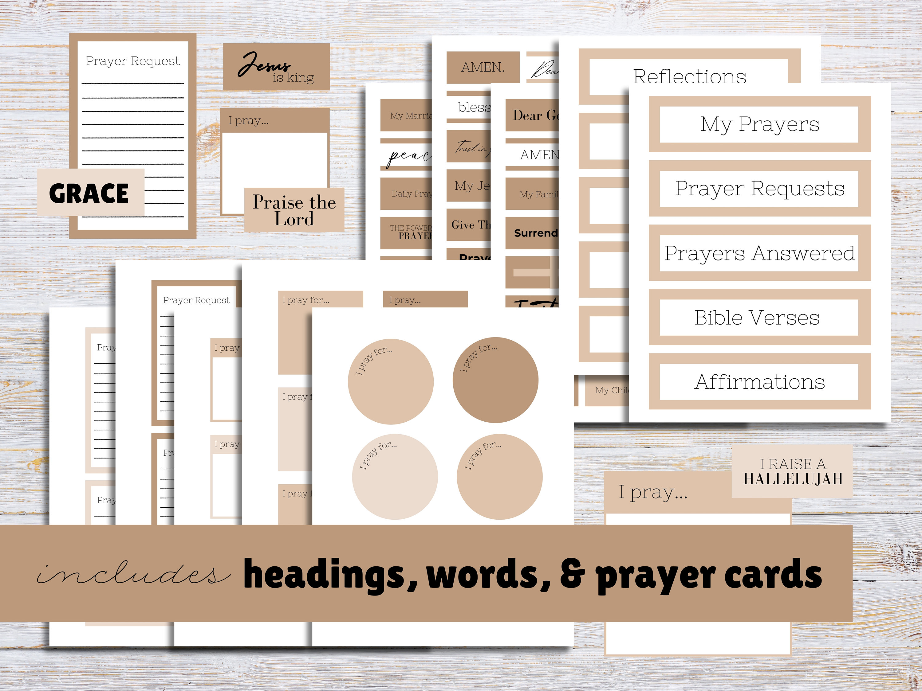 Neutral Prayer Board Kit | Christian Prayer Wall Collage | Printable ...