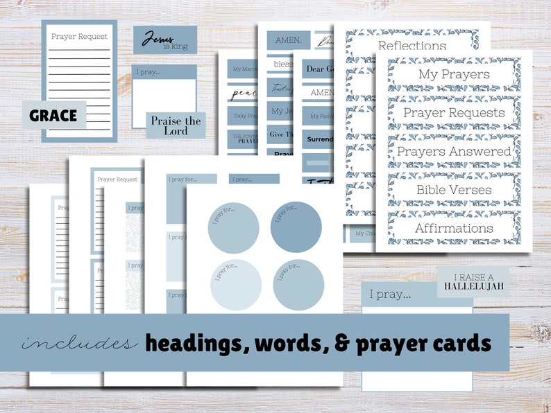 Blue Floral Prayer Board Kit | Christian Prayer Wall Collage ...