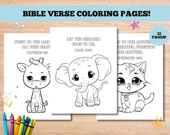 Bible Verse Coloring Pages for Kid Christian Farm Animal Coloring Book ...