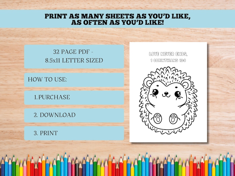 32 Bible Verse & Cute Animals Coloring Pages for Kids | Cute Animal ...