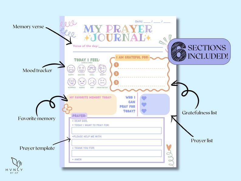 Printable Children's Prayer Journal Template (digital Download) - Etsy