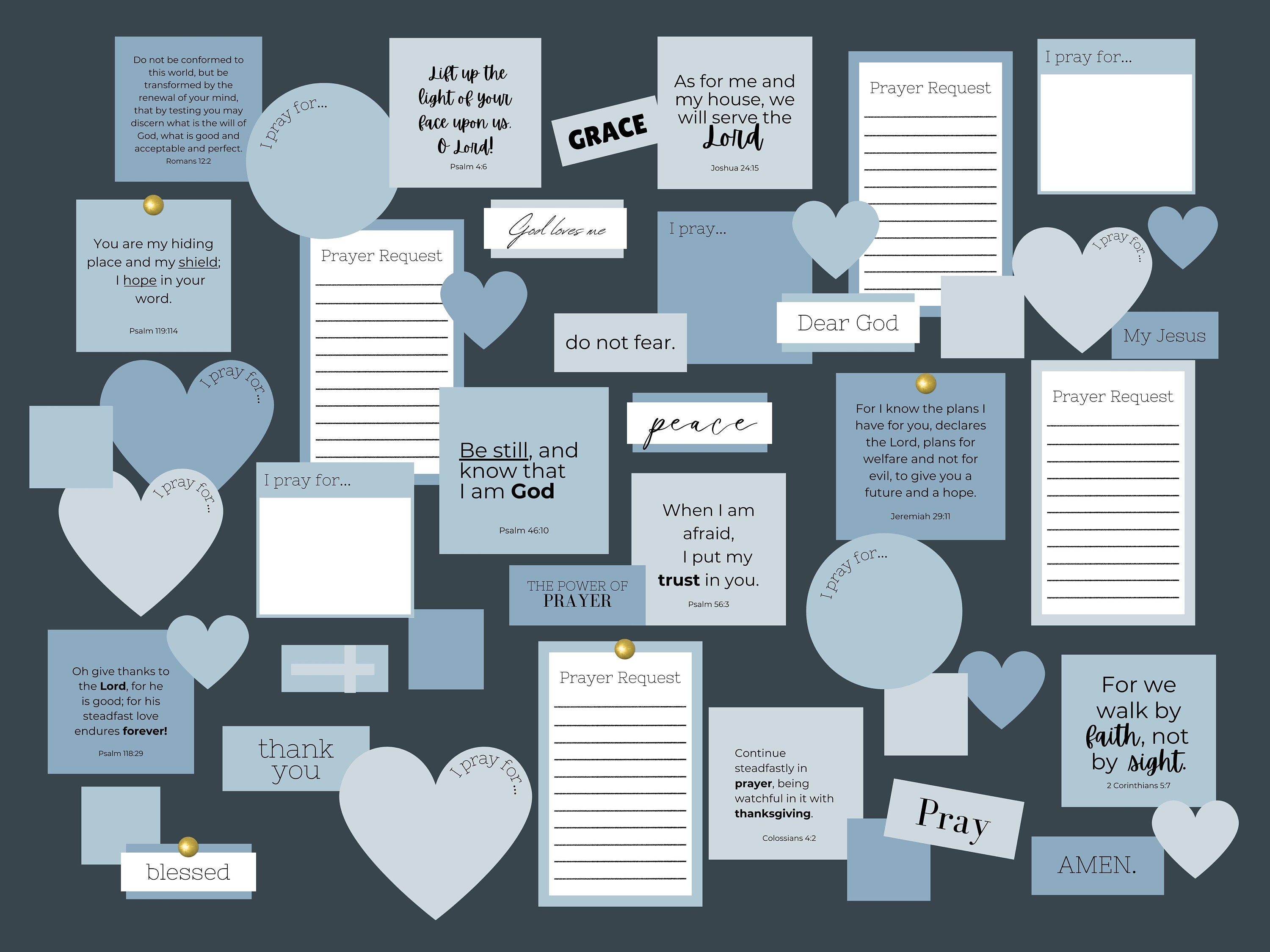 Blue Floral Prayer Board Kit | Christian Prayer Wall Collage ...