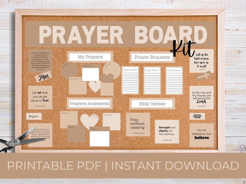 Neutral Prayer Board Kit | Christian Prayer Wall Collage | Printable ...