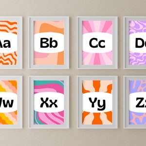 Retro Classroom Decor Bundle - Alphabet Posters & Bulletin Board Kit ...