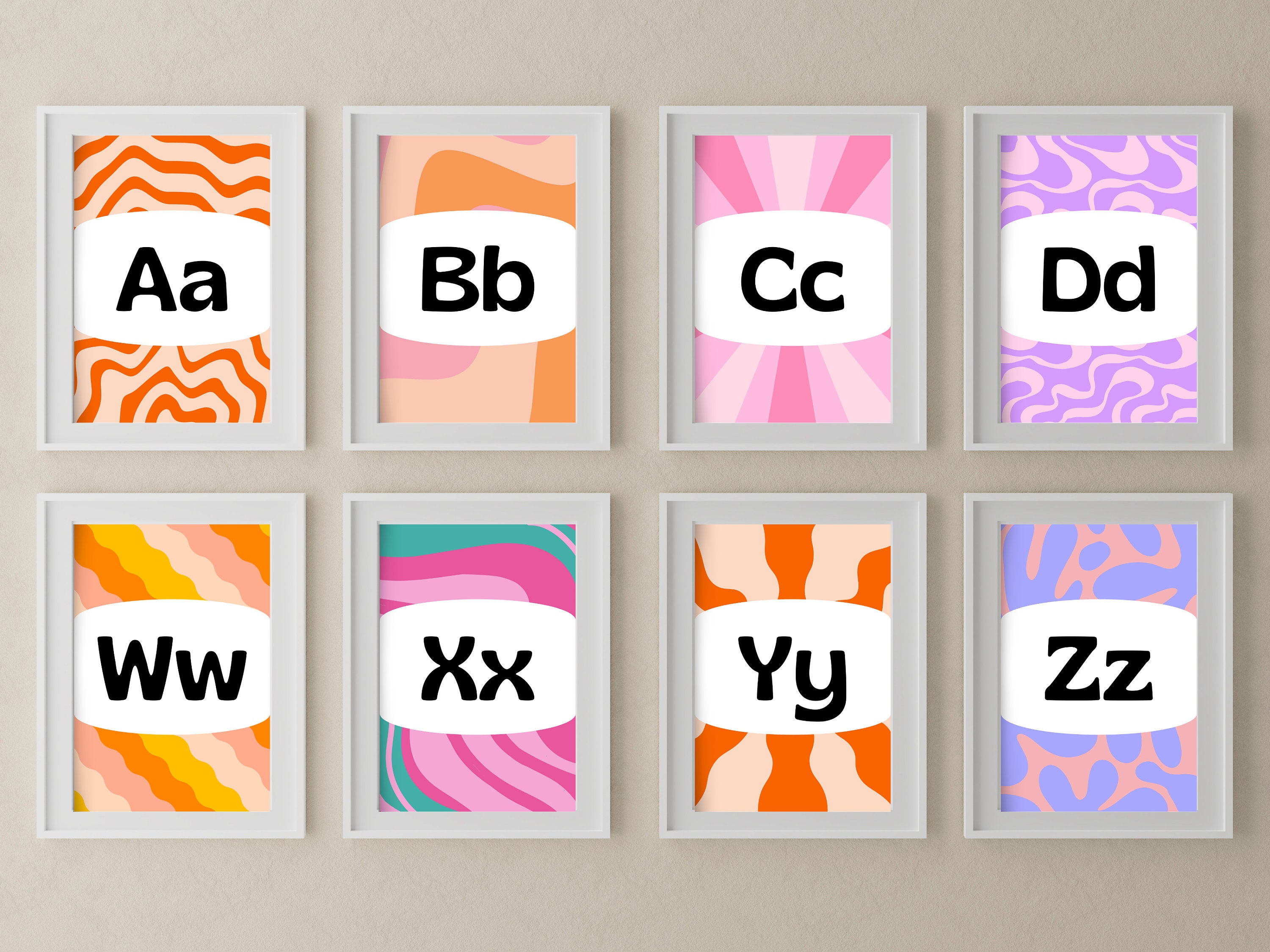 Retro Classroom Decor Bundle Alphabet Posters & Bulletin Board Kit ...