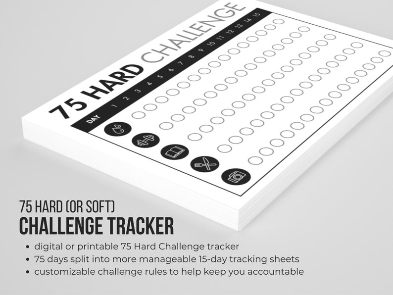 75 Hard Challenge Tracker - Etsy