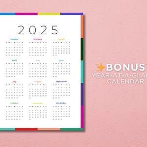 Bright Colorful 2025 Wall Calendar | Printable 2025 Calendar | Giant ...