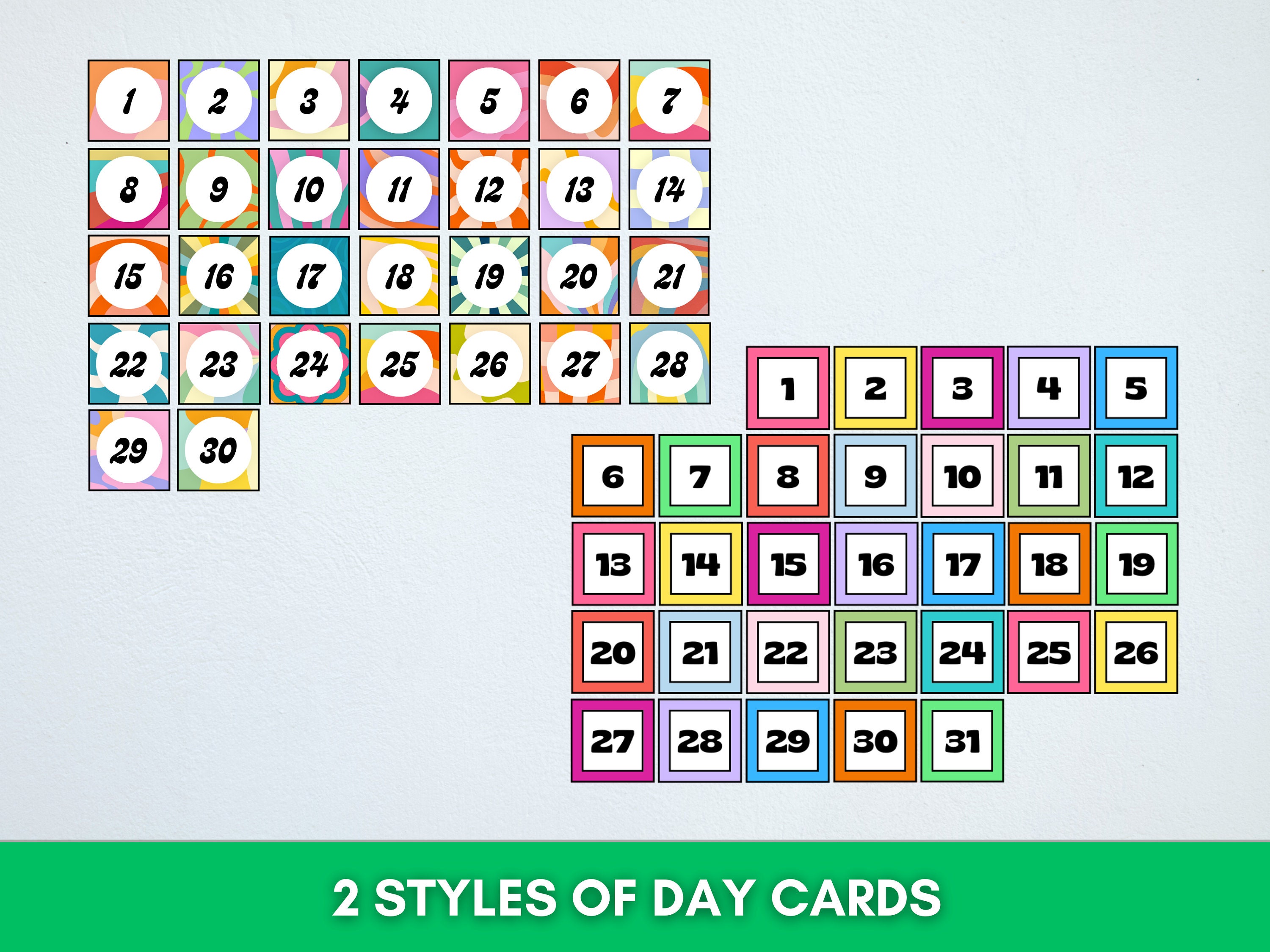 Retro-themed Classroom Calendar Set | Digital Printable Calendar Cards ...