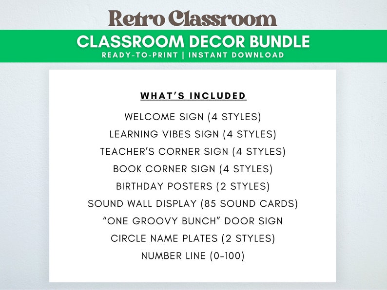 Retro-themed Classroom Decor Bundle | Groovy Classroom Signs, Sound ...