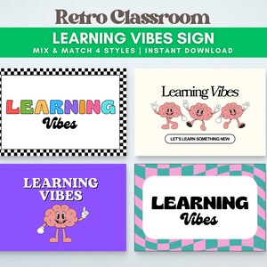 Retro-themed Classroom Decor Bundle | Groovy Classroom Signs, Sound ...
