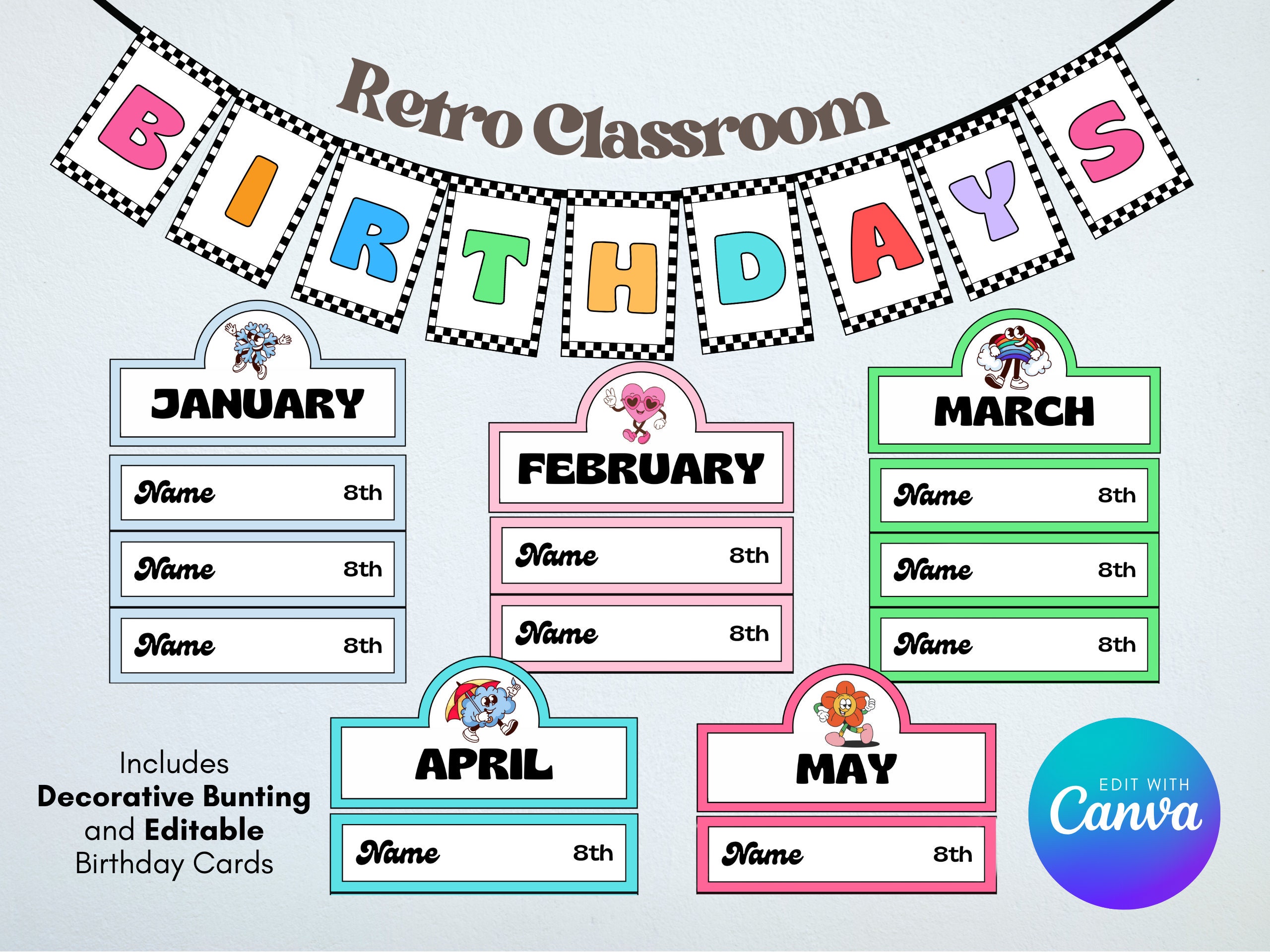 Retro Classroom Decor Mega Bundle: Colorful Classroom Theme, EDITABLE ...