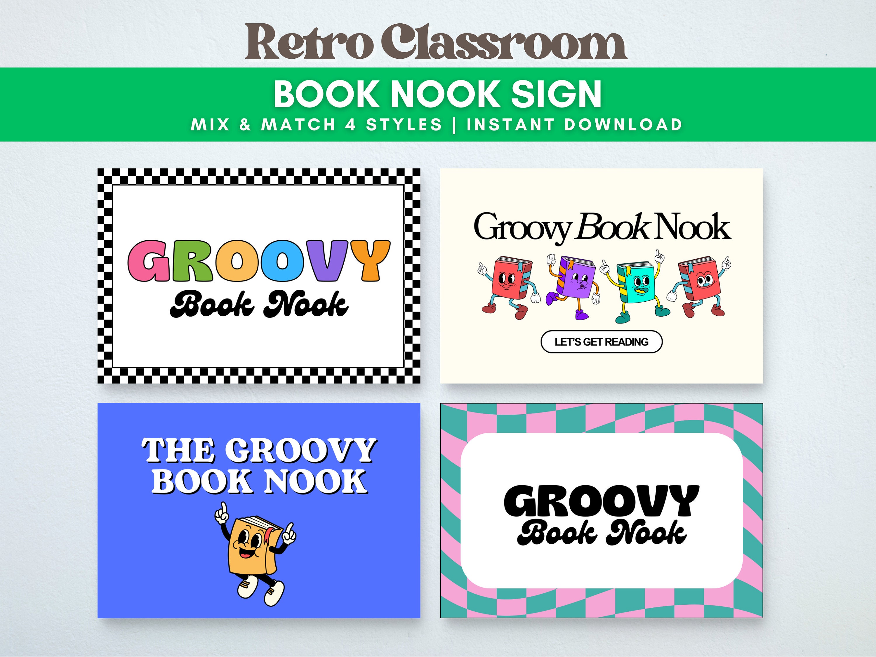 Retro-themed Classroom Decor Bundle | Groovy Classroom Signs, Sound ...