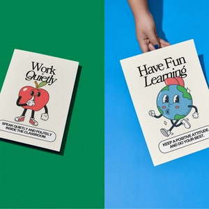 Retro Classroom Bundle: Colorful Classroom Rules Posters, Teacher ...