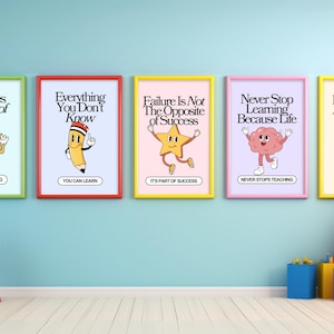 Retro Classroom Bundle: Colorful Growth Mindset Posters, Teacher ...
