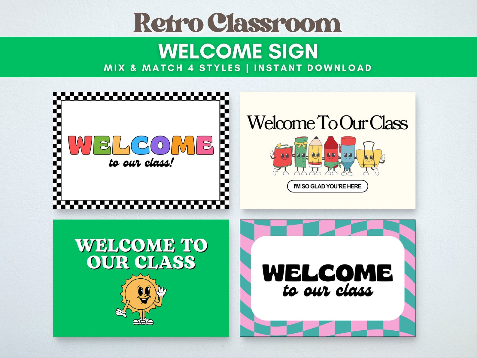 Retro-themed Classroom Decor Bundle | Groovy Classroom Signs, Sound ...