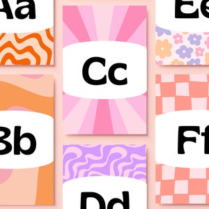 Retro Classroom Decor Bundle - Alphabet Posters & Bulletin Board Kit ...