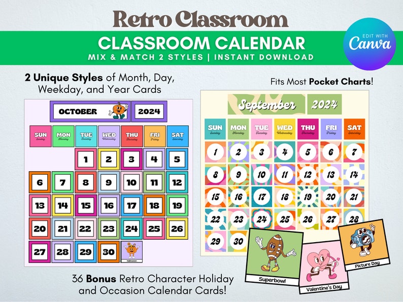 Retro Classroom Decor Mega Bundle: Colorful Classroom Theme, EDITABLE ...