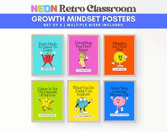 Retro Classroom Bundle: Colorful Growth Mindset Posters, Teacher ...