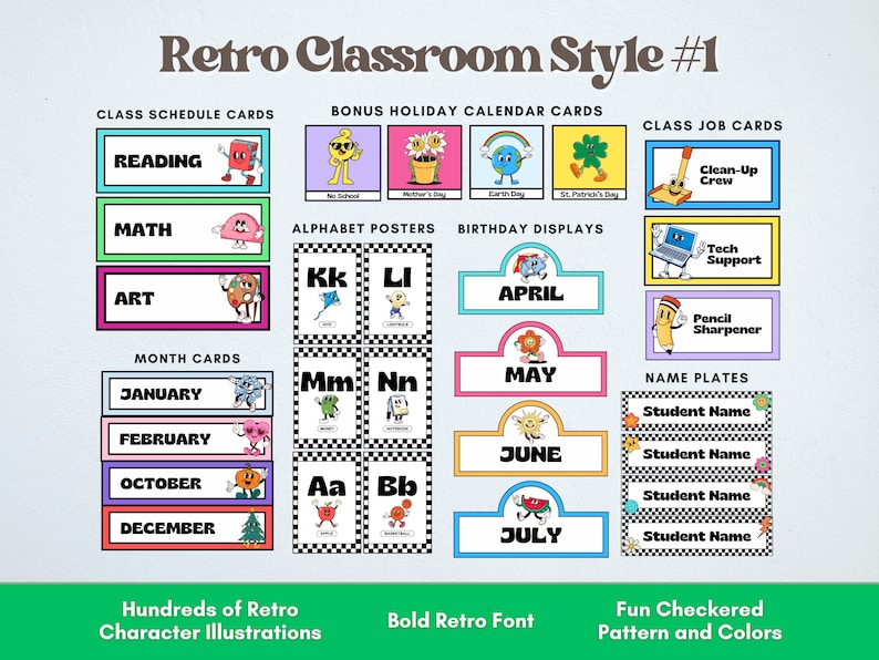 Retro Classroom Decor Mega Bundle: Colorful Classroom Theme, EDITABLE ...