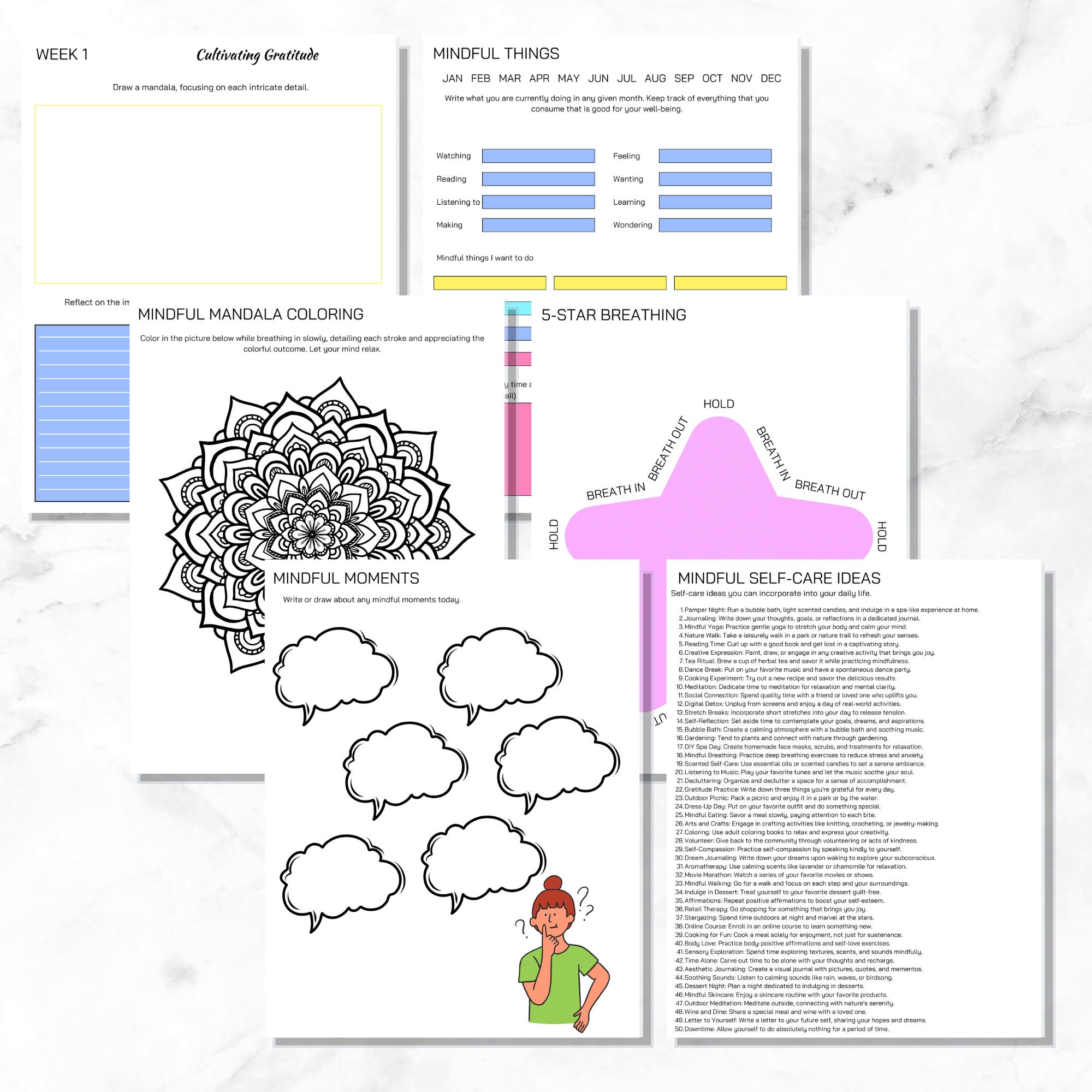 52 Week Mindfulness Guided Journal Manifestation Self Care Planner PLR ...