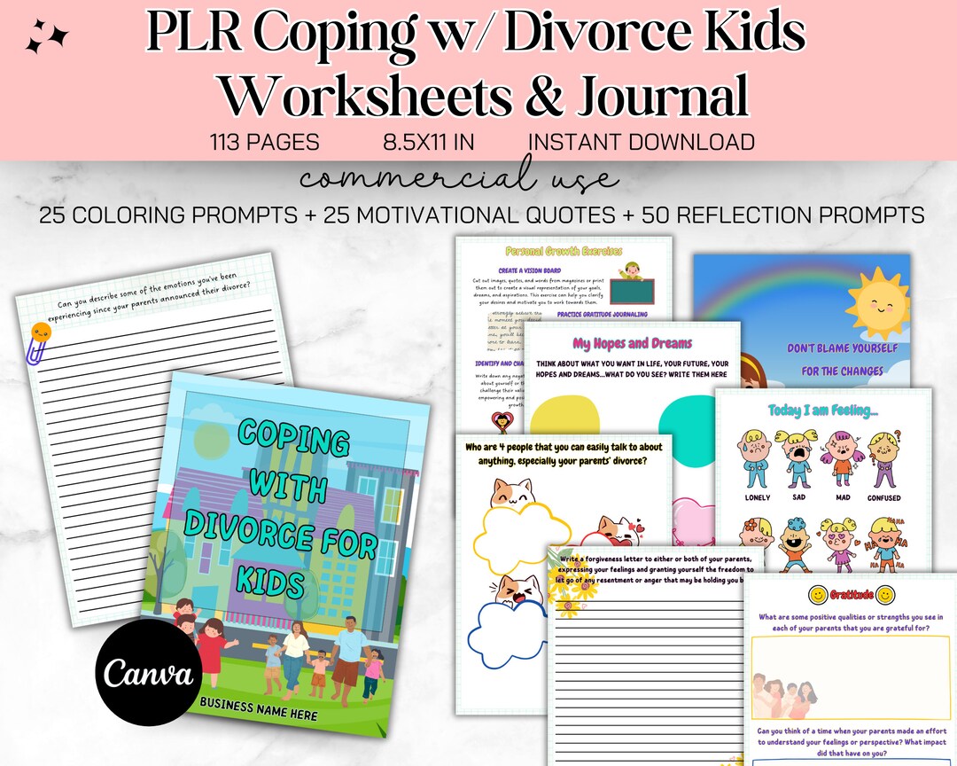 Coping With Divorce for Kids PLR Canva Template Therapy - Etsy