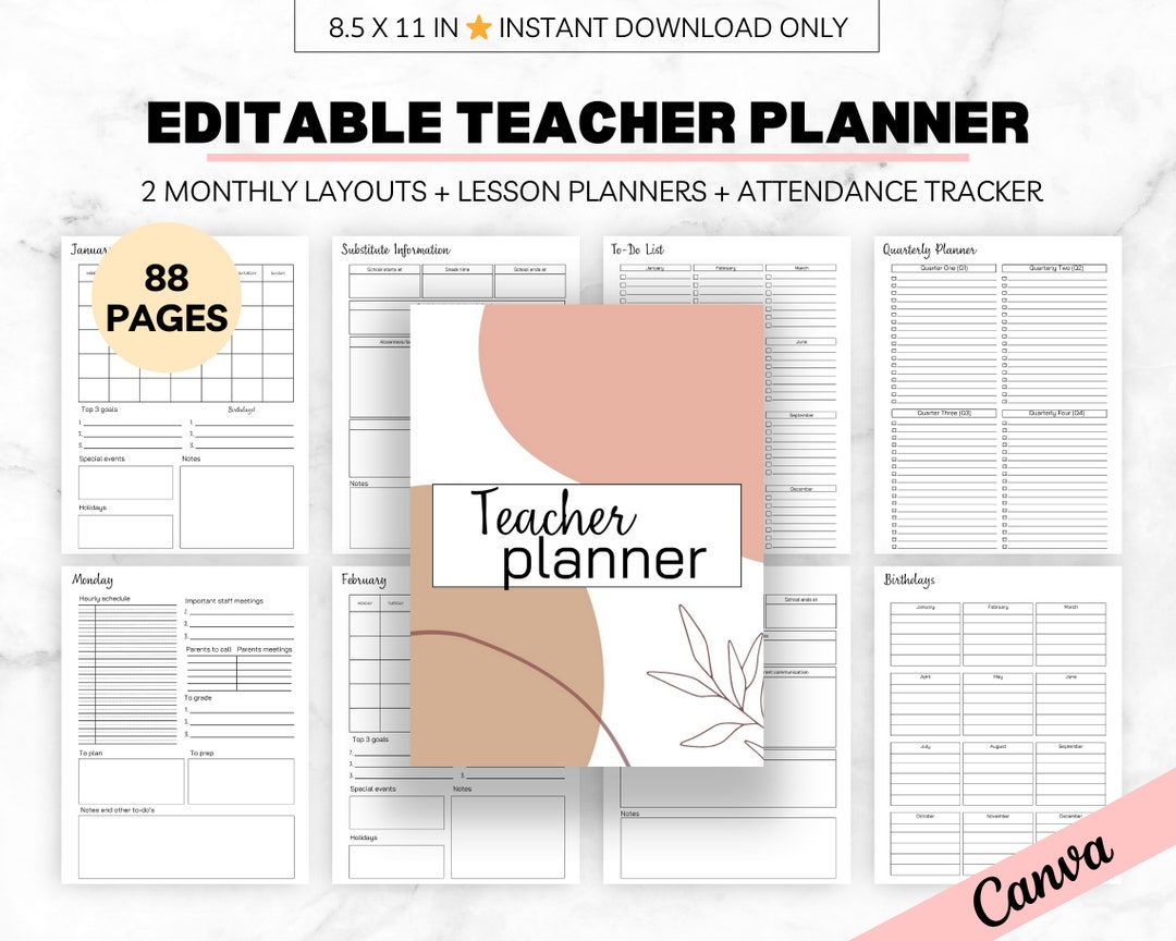 Teacher Planner Classroom Organization Academic Homework Unit Study ...