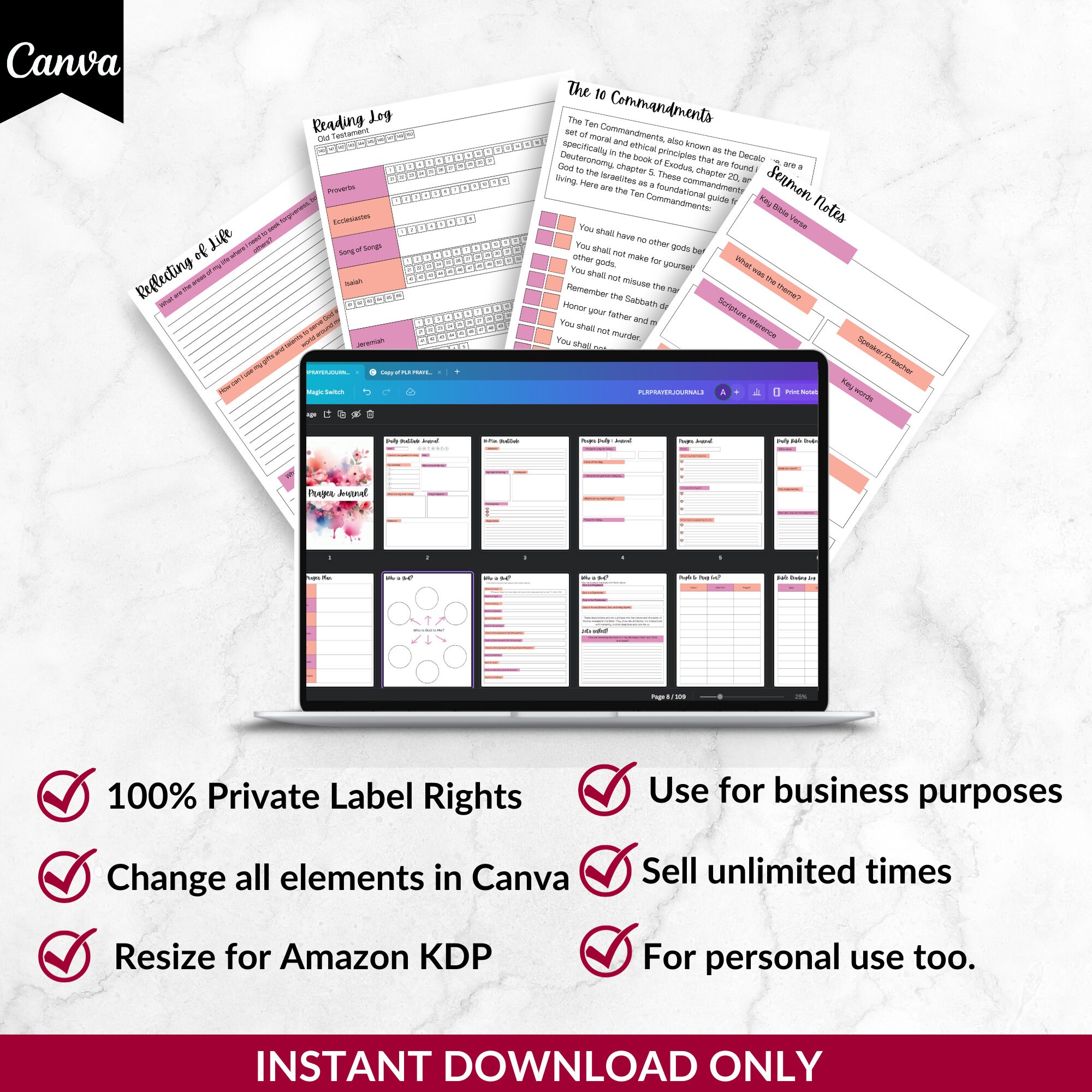 Editable Prayer Journal Template,christian Devotional,bible Study ...