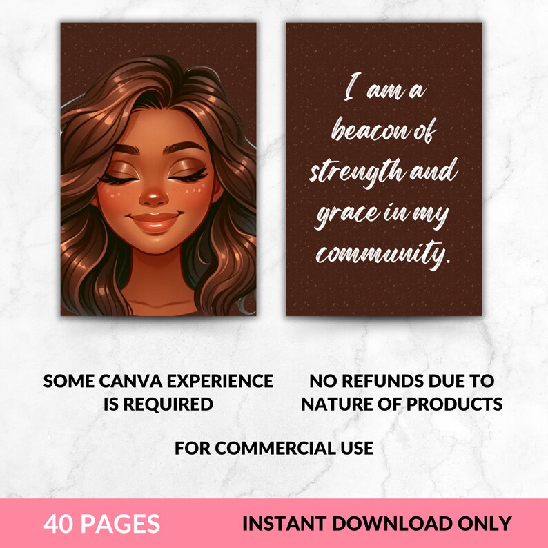 PLR Black Girl Magic Affirmation Cards Motivational Quotes Resell ...