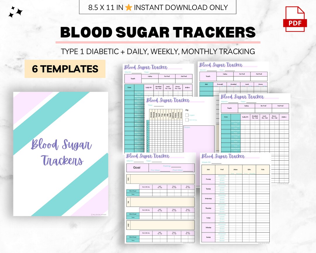 Blood Sugar Trackers, Type 1 Diabetes Log, Medical Planner, Gestational ...
