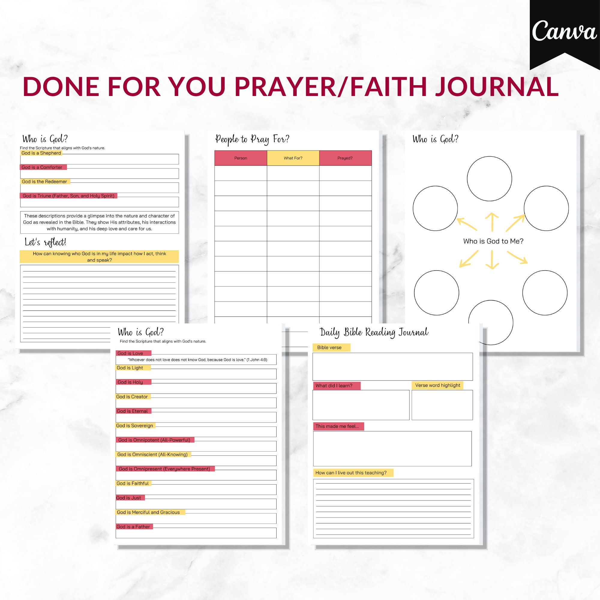 Editable Prayer Journal Sermon Notes PLR Bible Study Planner Prayer ...