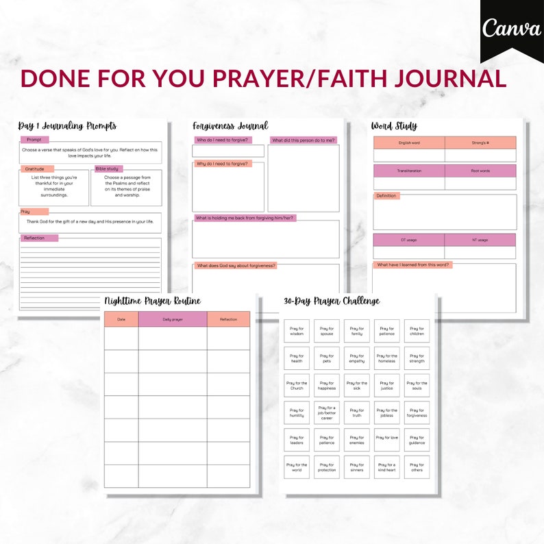 Editable Prayer Journal Template,christian Devotional,bible Study ...