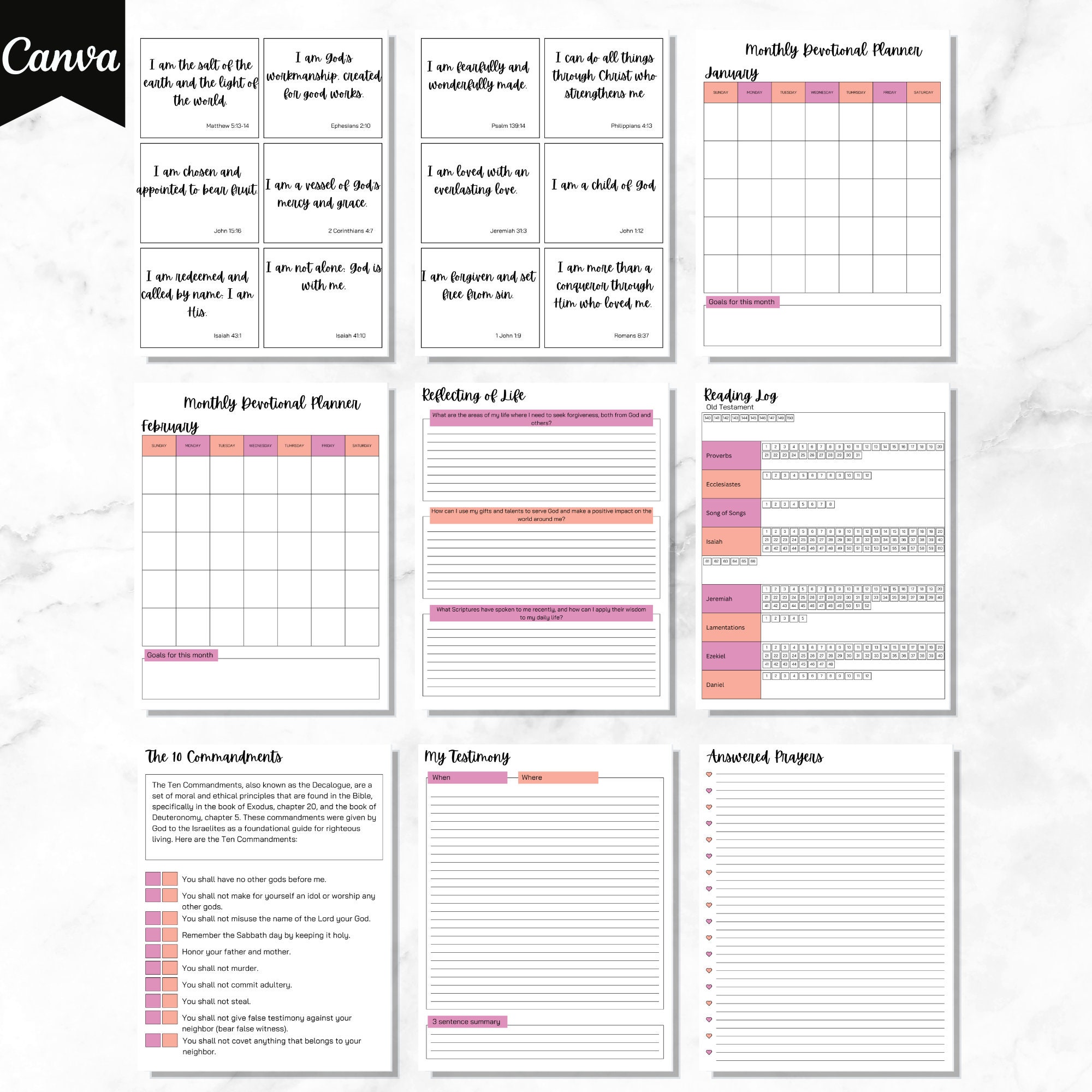 Editable Prayer Journal Template,christian Devotional,bible Study ...