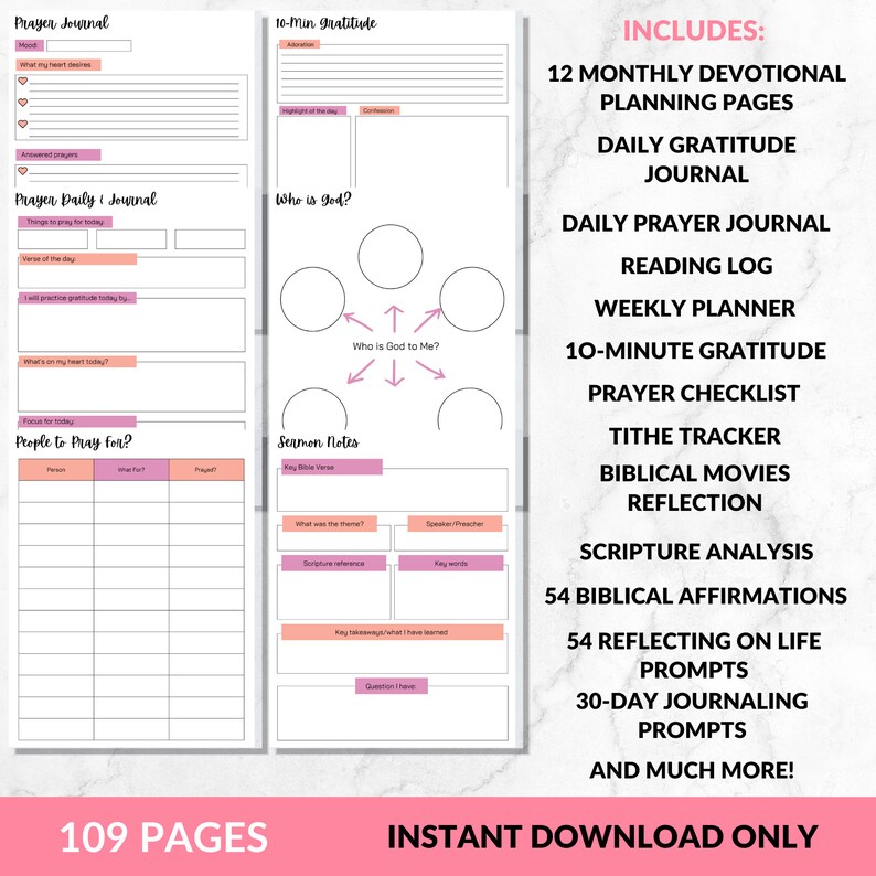 Editable Prayer Journal Template,christian Devotional,bible Study ...