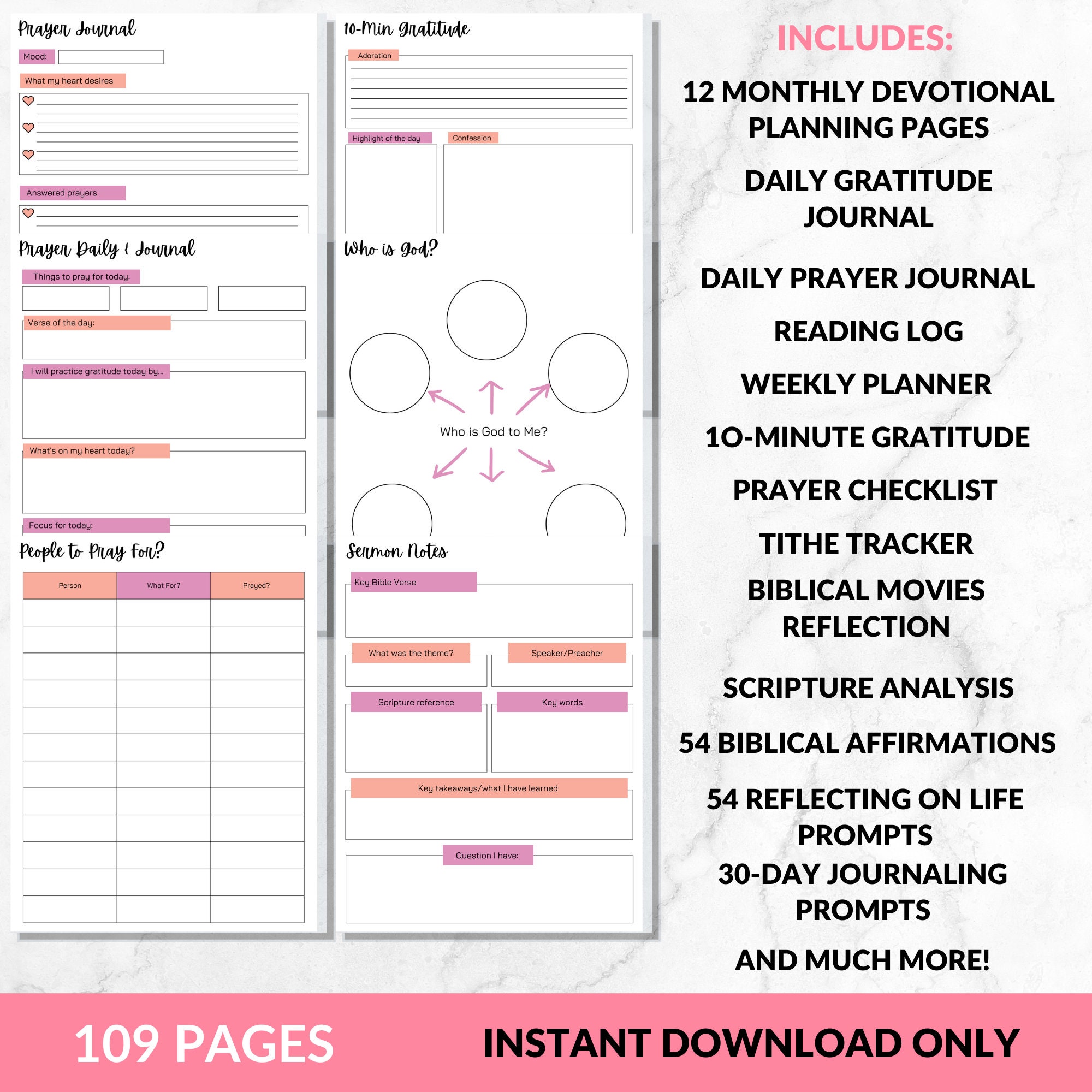 Editable Prayer Journal Template,christian Devotional,bible Study ...