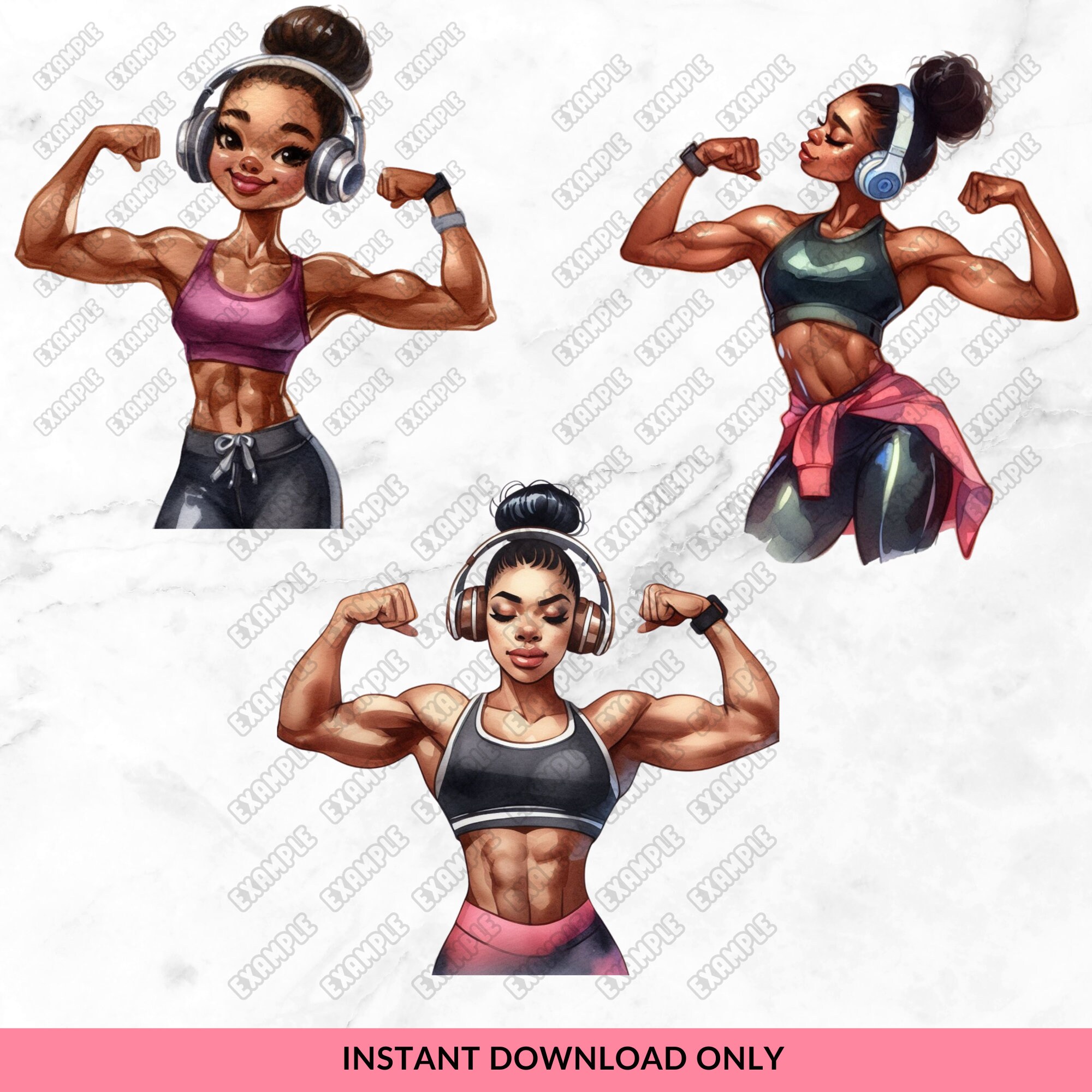 Gym Girls Clipart, Workout Planner, Meal Planner, Health and Wellness ...