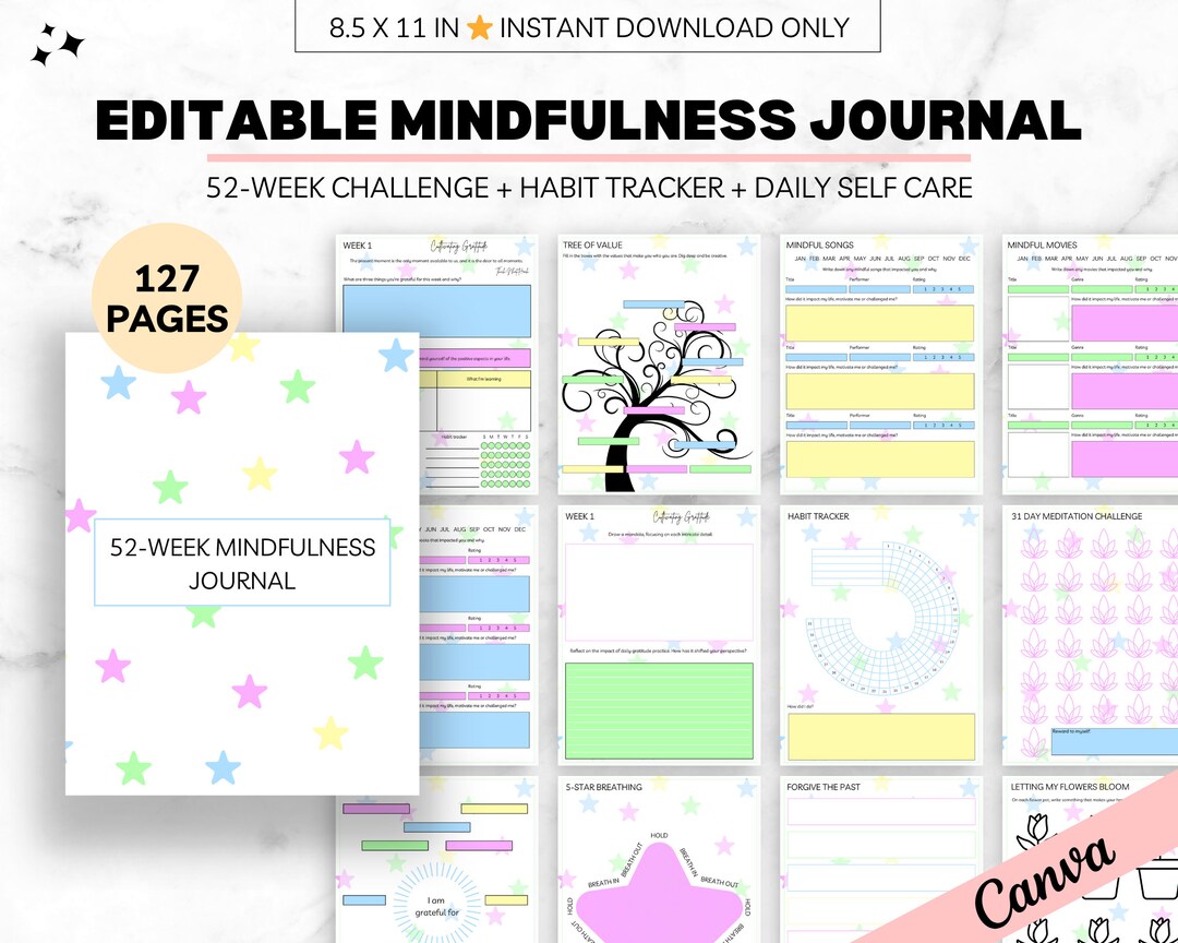 PLR Mindfulness Journal Templates,wellness, KDP Amazon Interior,self ...